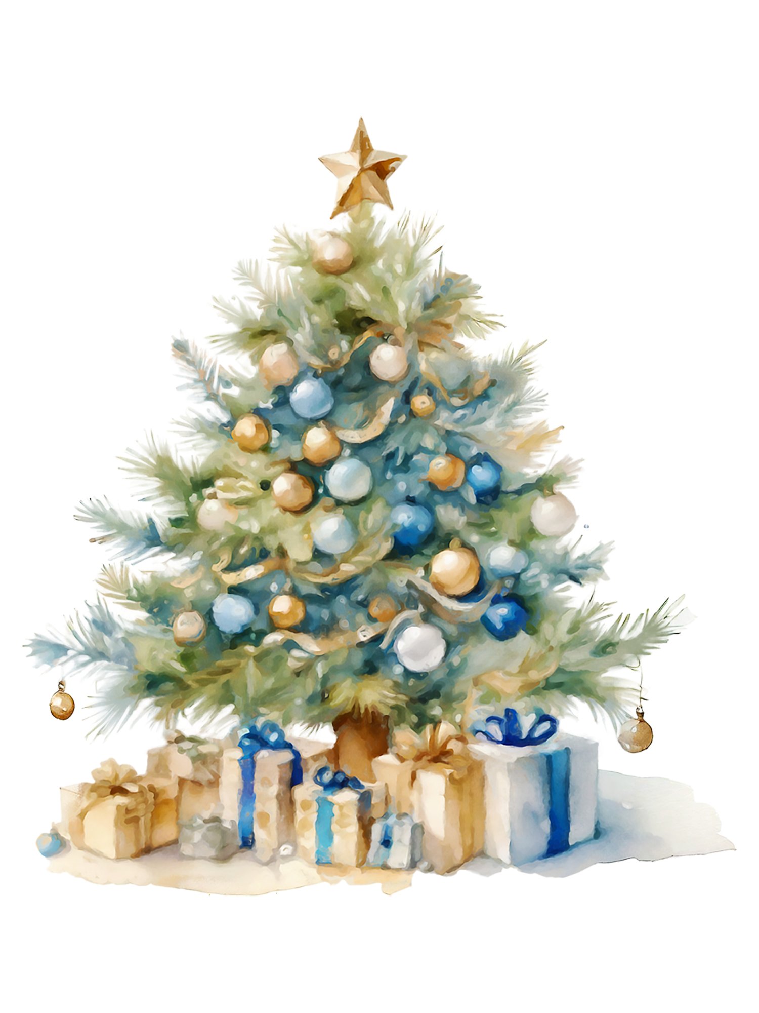 Christmas Tree Sublimation Watercolor Clipart / (2962501)