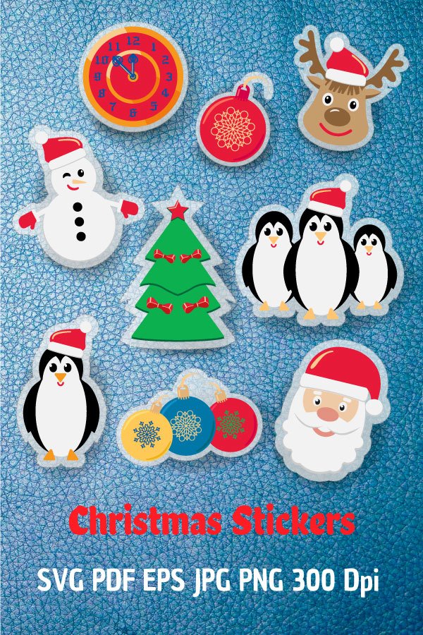 Christmas bundle|Stickers SVG|Santa SVG Reindeer SVG Snowman