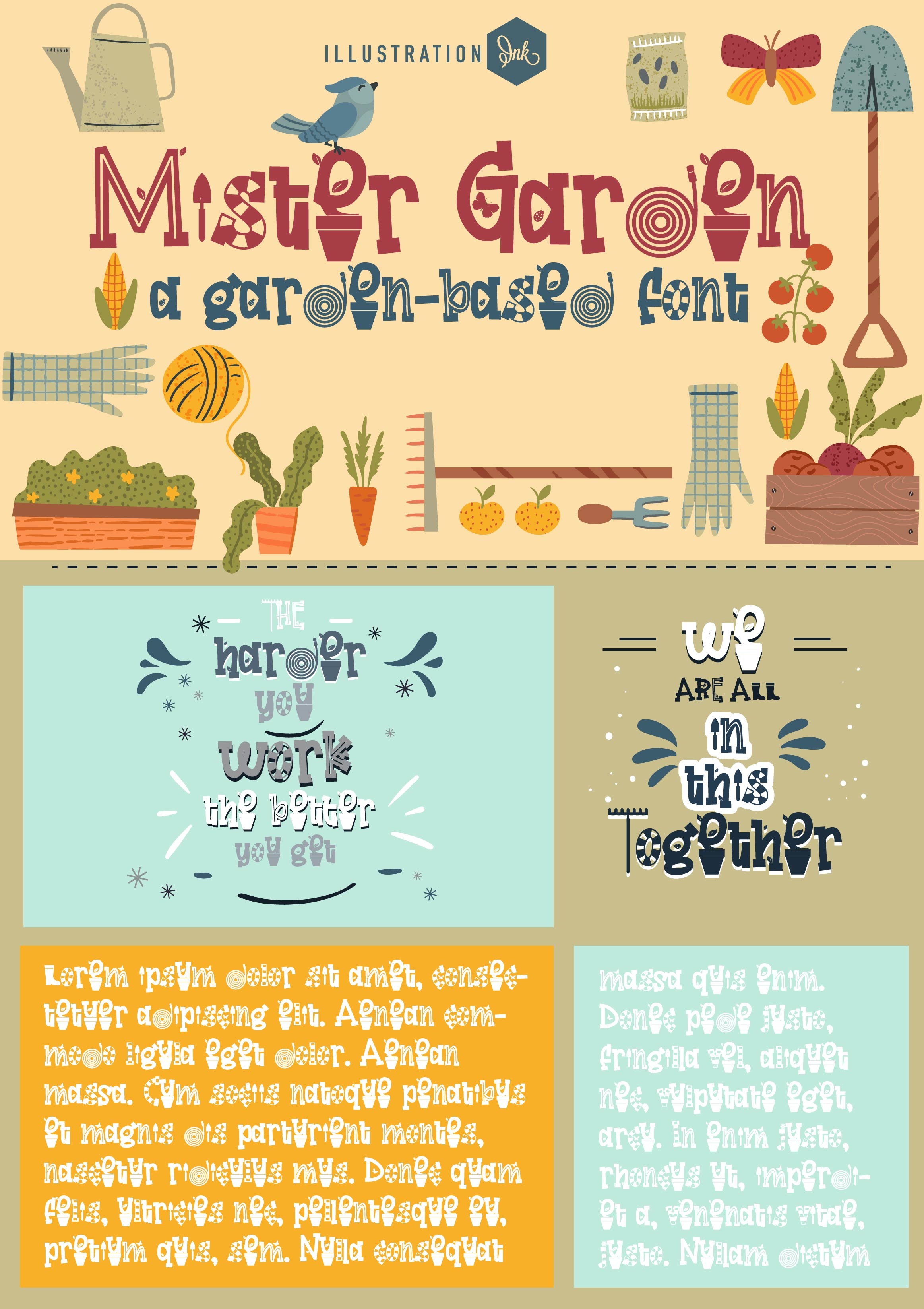 Hand-crafted flower font family perfect for spring or easter