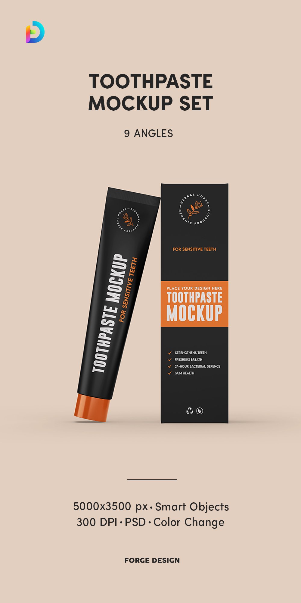 Toothpaste Tube With Box Mockup Set