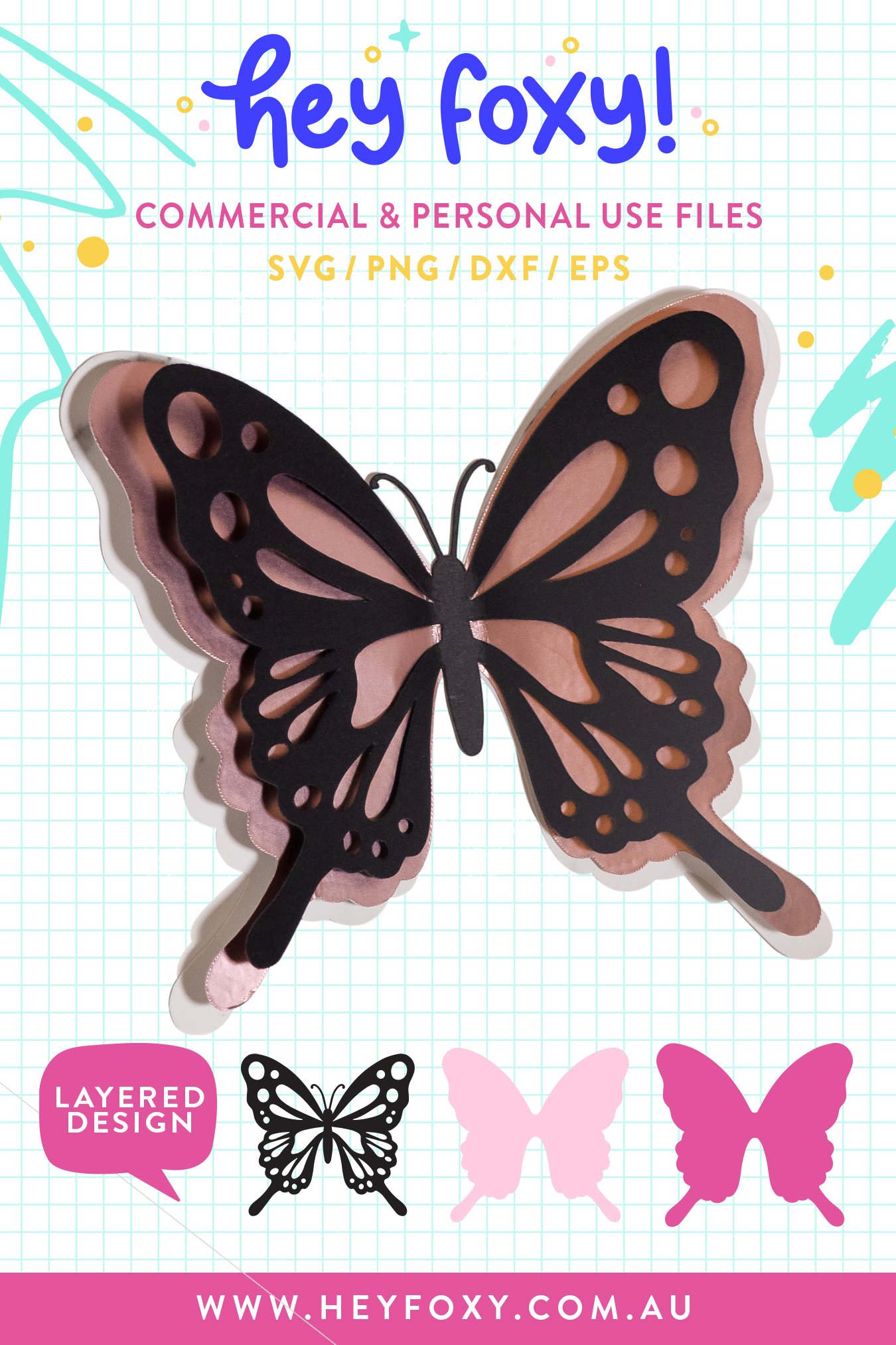 3D Butterfly SVG - Layered Butterfly SVG