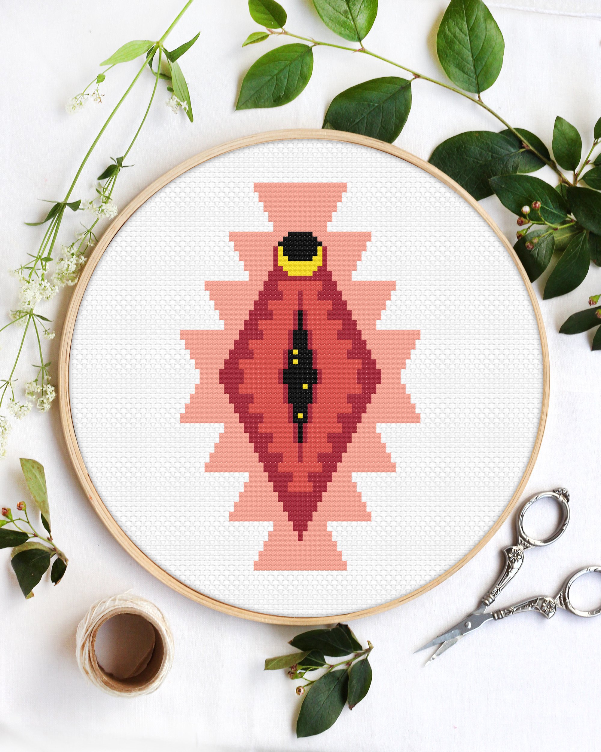 Yoni Cross Stitch Pattern Digital Download Modern Female