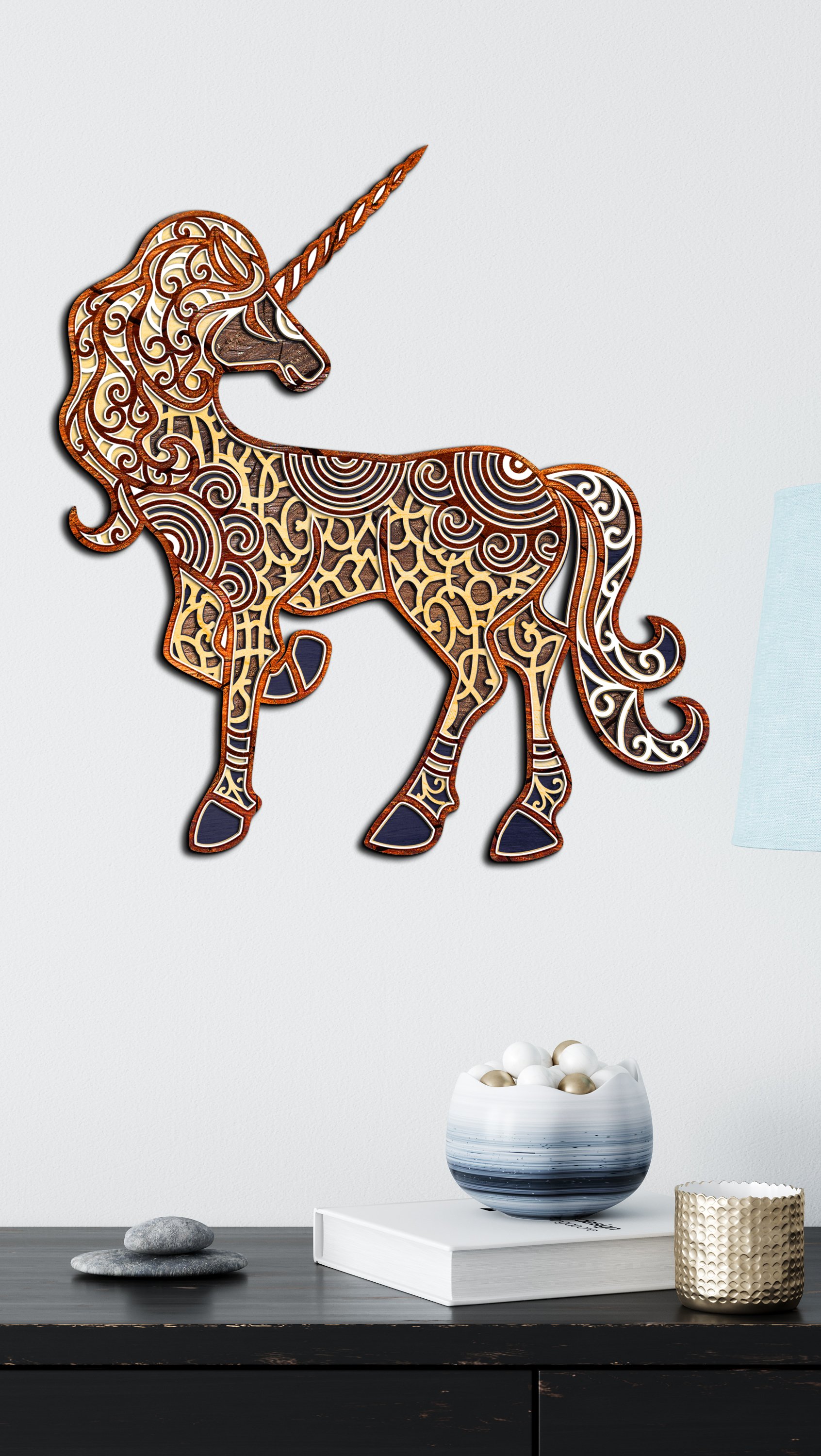 Multilayer Laser Cut File UNICORN also for Cricut and CNC