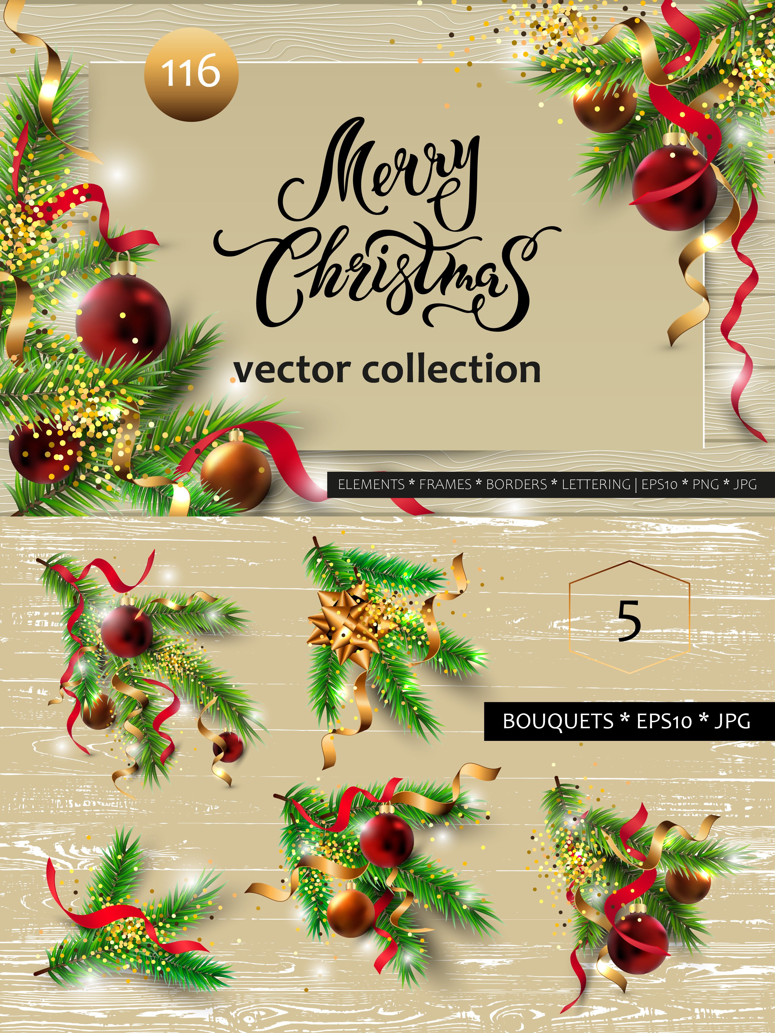 Merry Christmas vector collection - 116 vector EPS10 files.