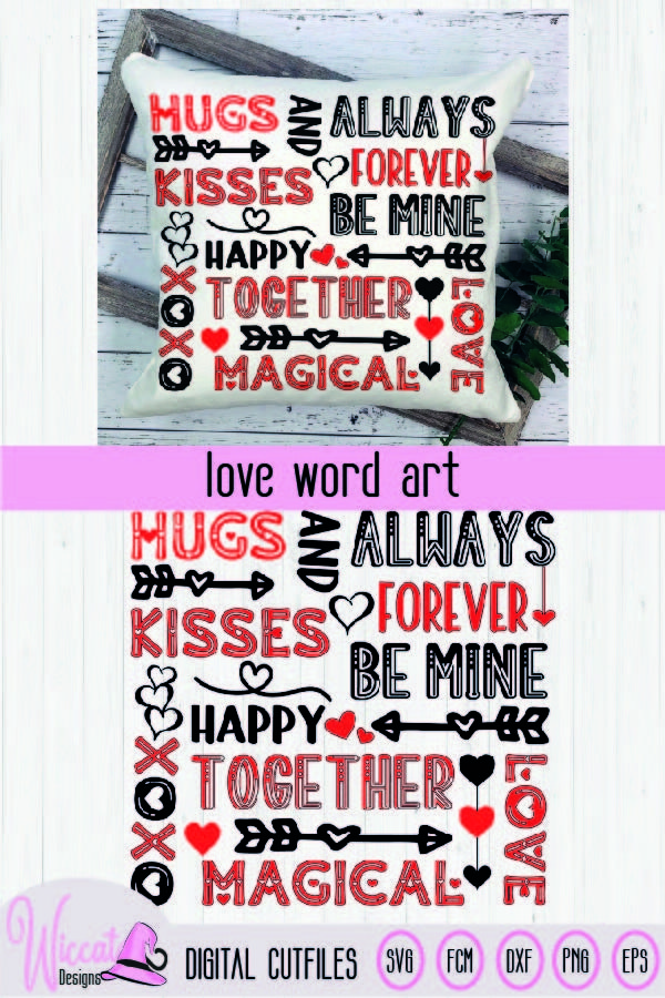 Love subway art with love text and hearts svg