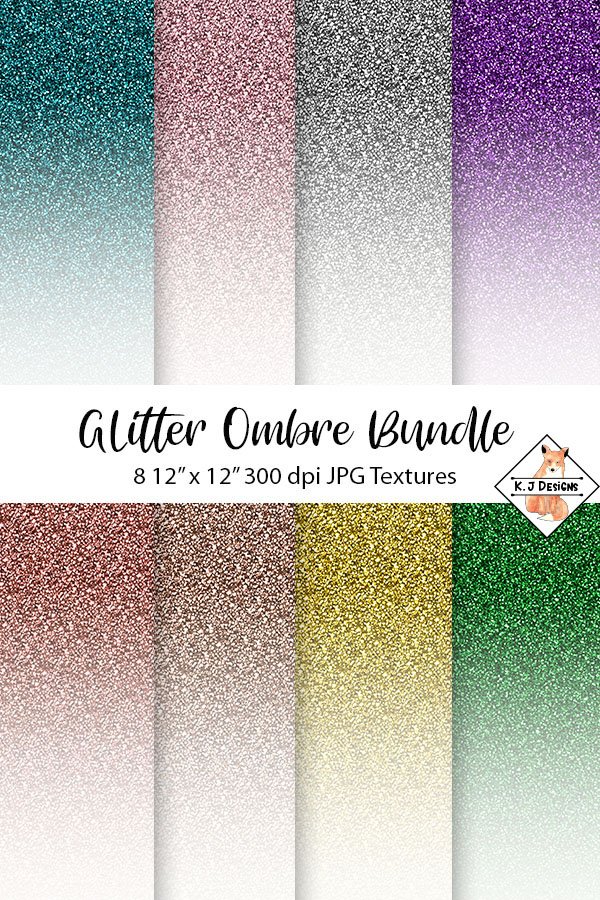 Glitter Ombre Digital Paper Textures Bundle