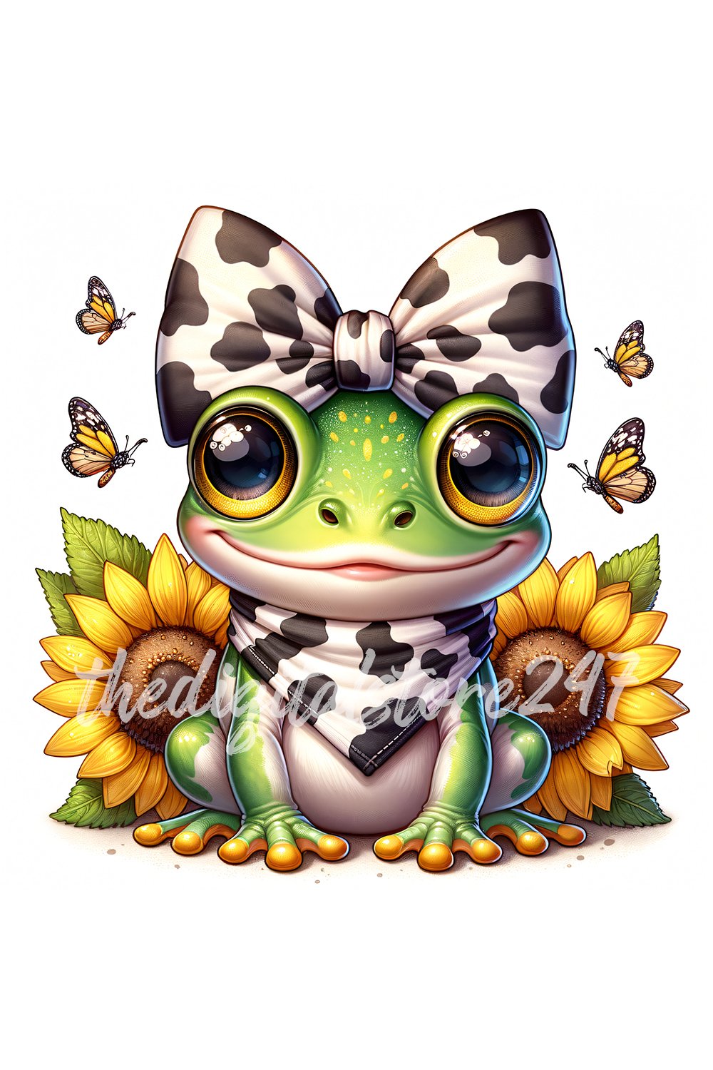Cute Frog with Sunflowers JPG File (3551433)