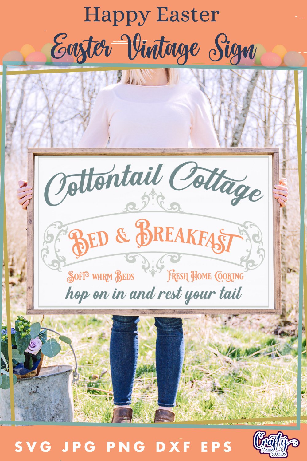 Vintage Easter Farmhouse Sign | Cottontail Cottage Svg
