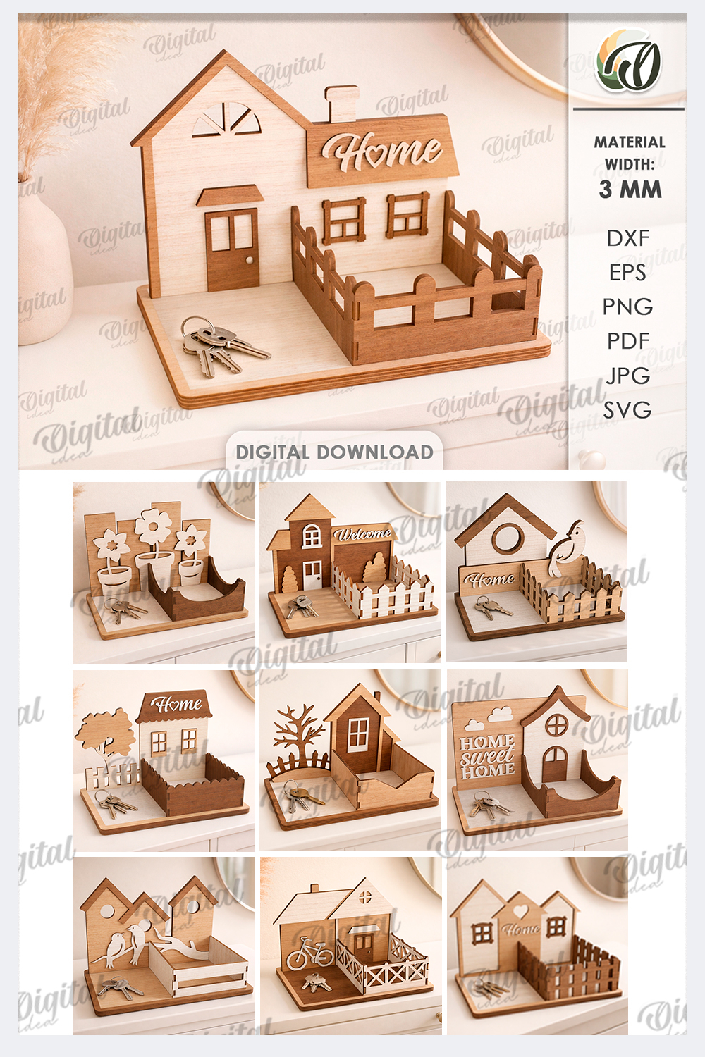 3D Home Decors Bundle Laser Cut. Stand Decor SVG