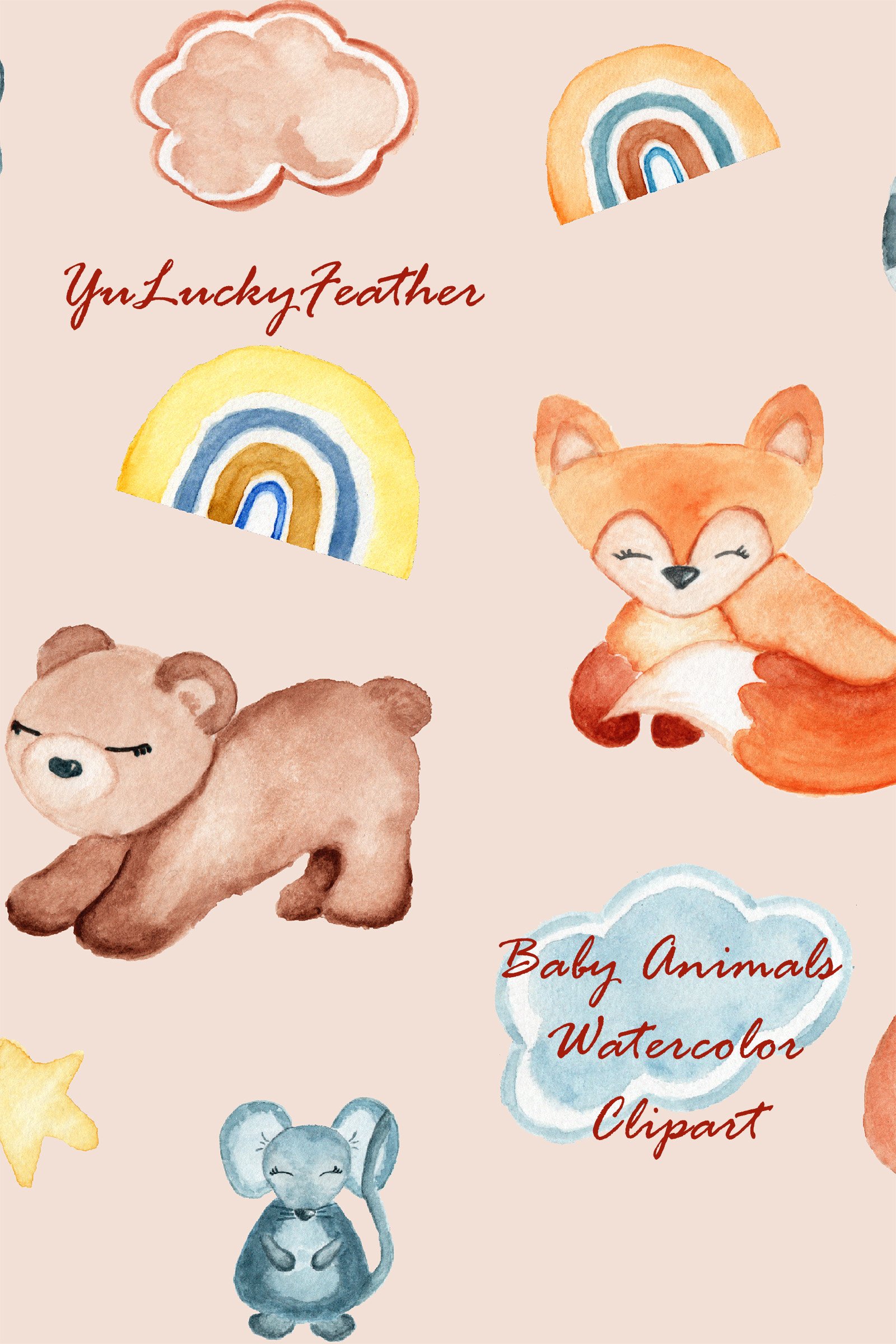 Baby Animals Watercolor Clipart