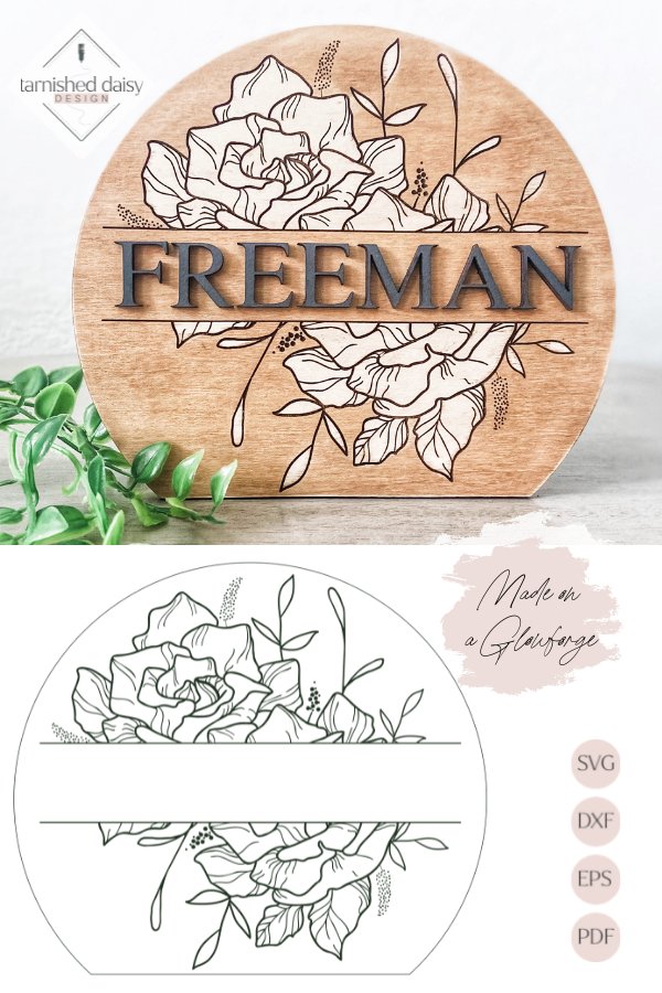 Rose Floral Engraving Design for Laser, Floral Engraving