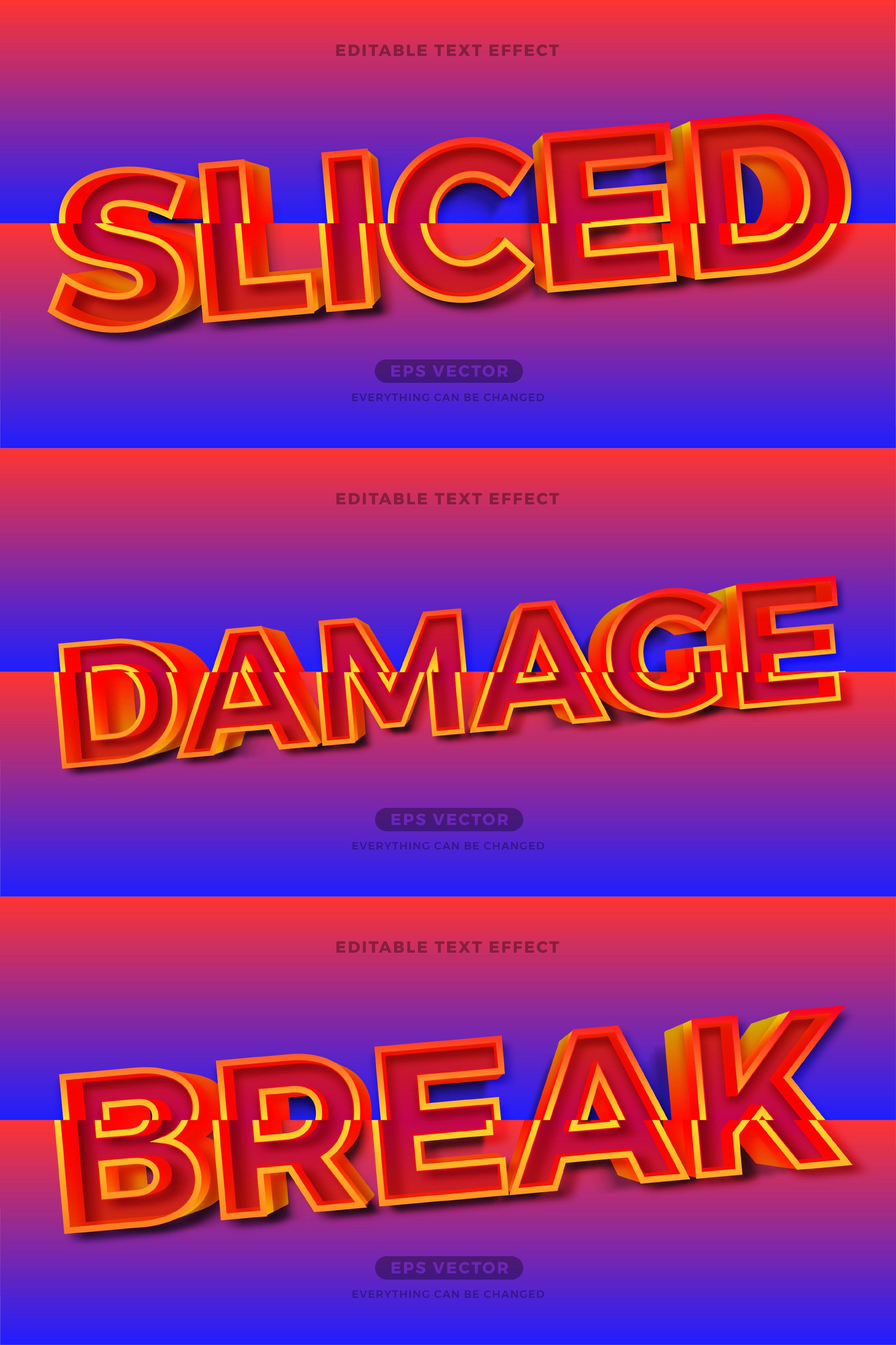 Trendy Sliced editable text effect vector template