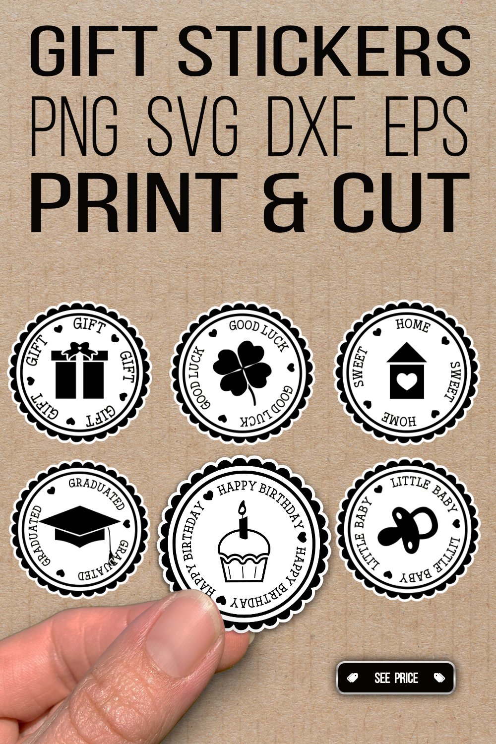 Gift stickers, clipart, print & cut