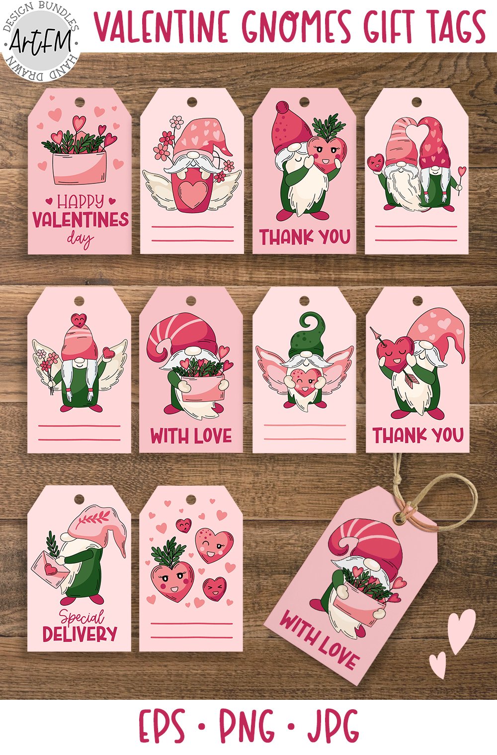 Valentine Gnomes Gift Tag | Gnome Couple Valentine