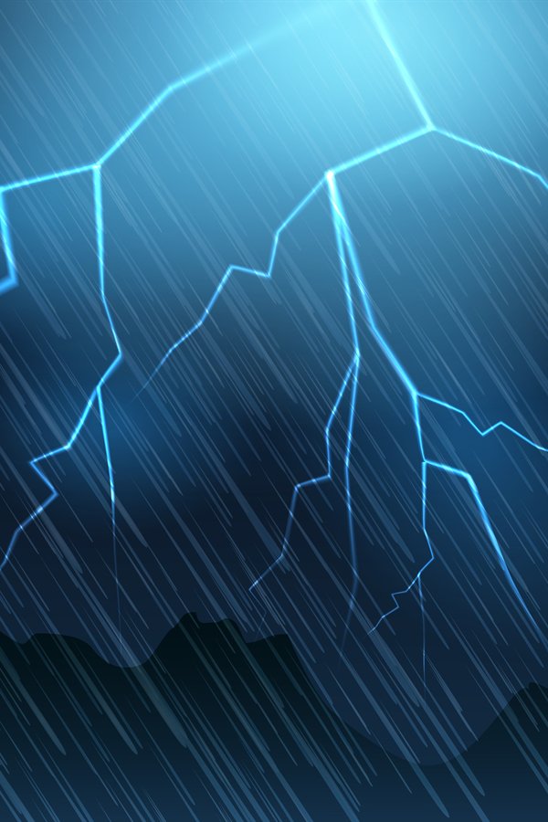 Lightning and rain blue background