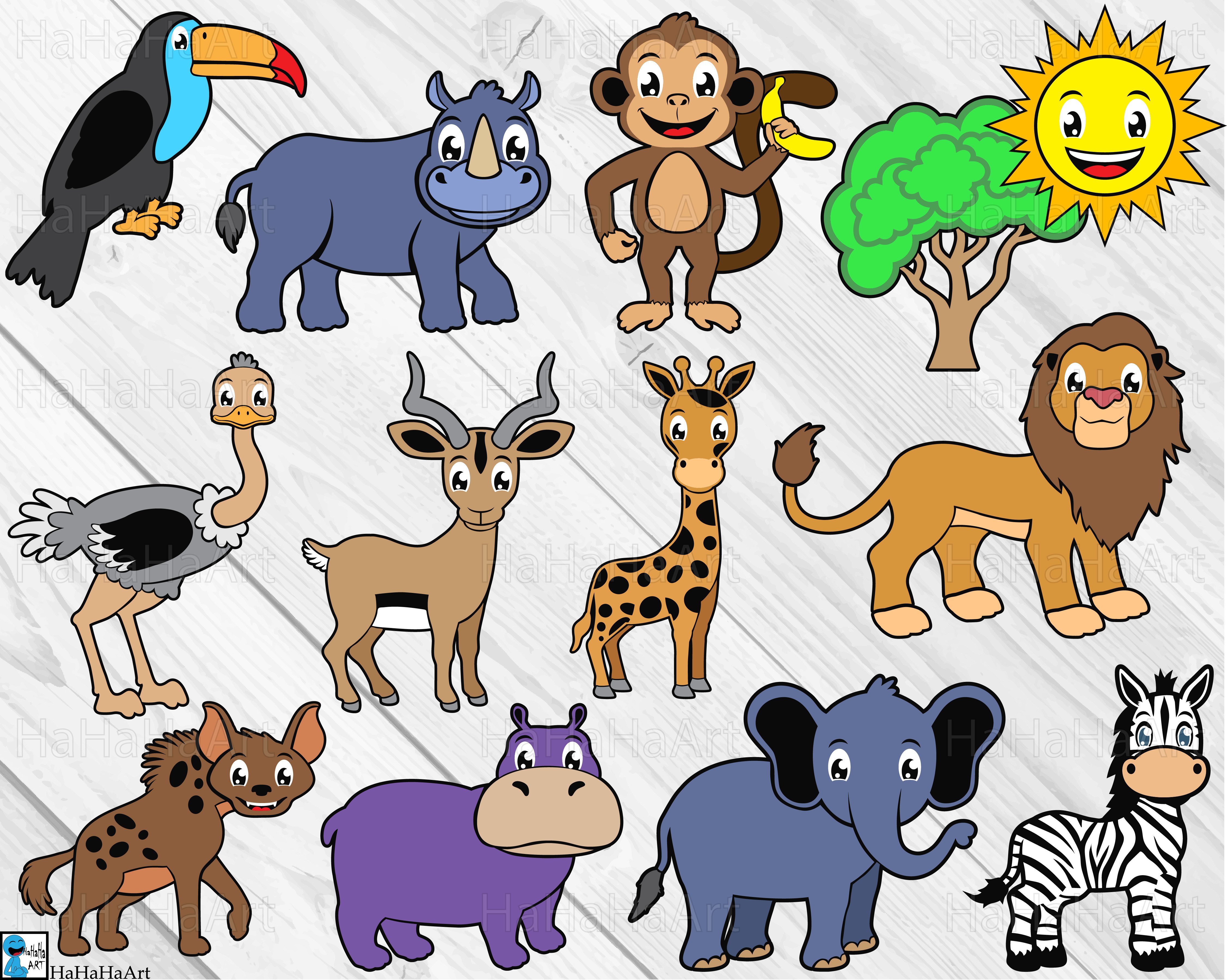 Safari Animals Designs - Clip art / Cutting Files (1021602)