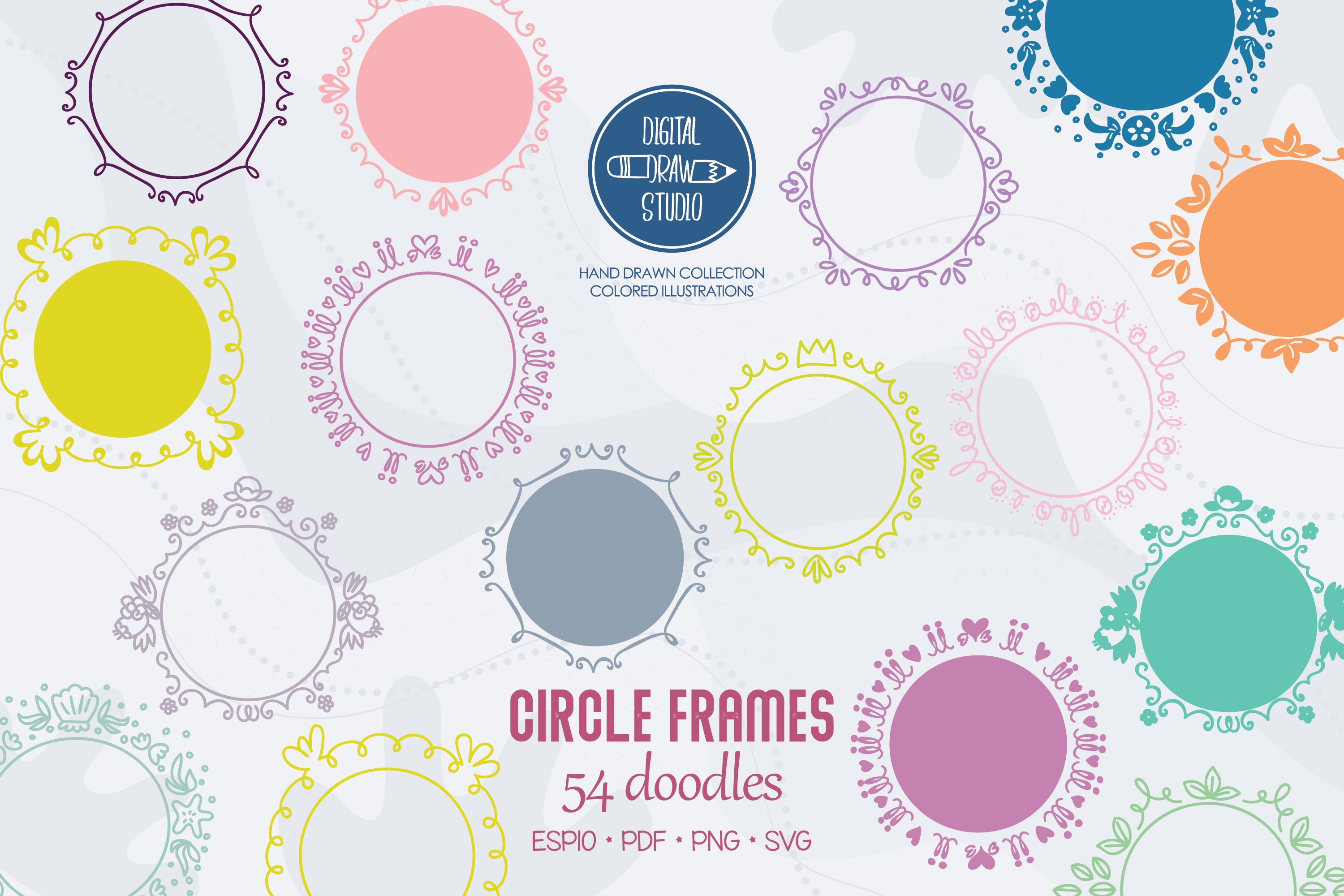 Colored Circle Doodle Frames | Hand Drawn Round Border