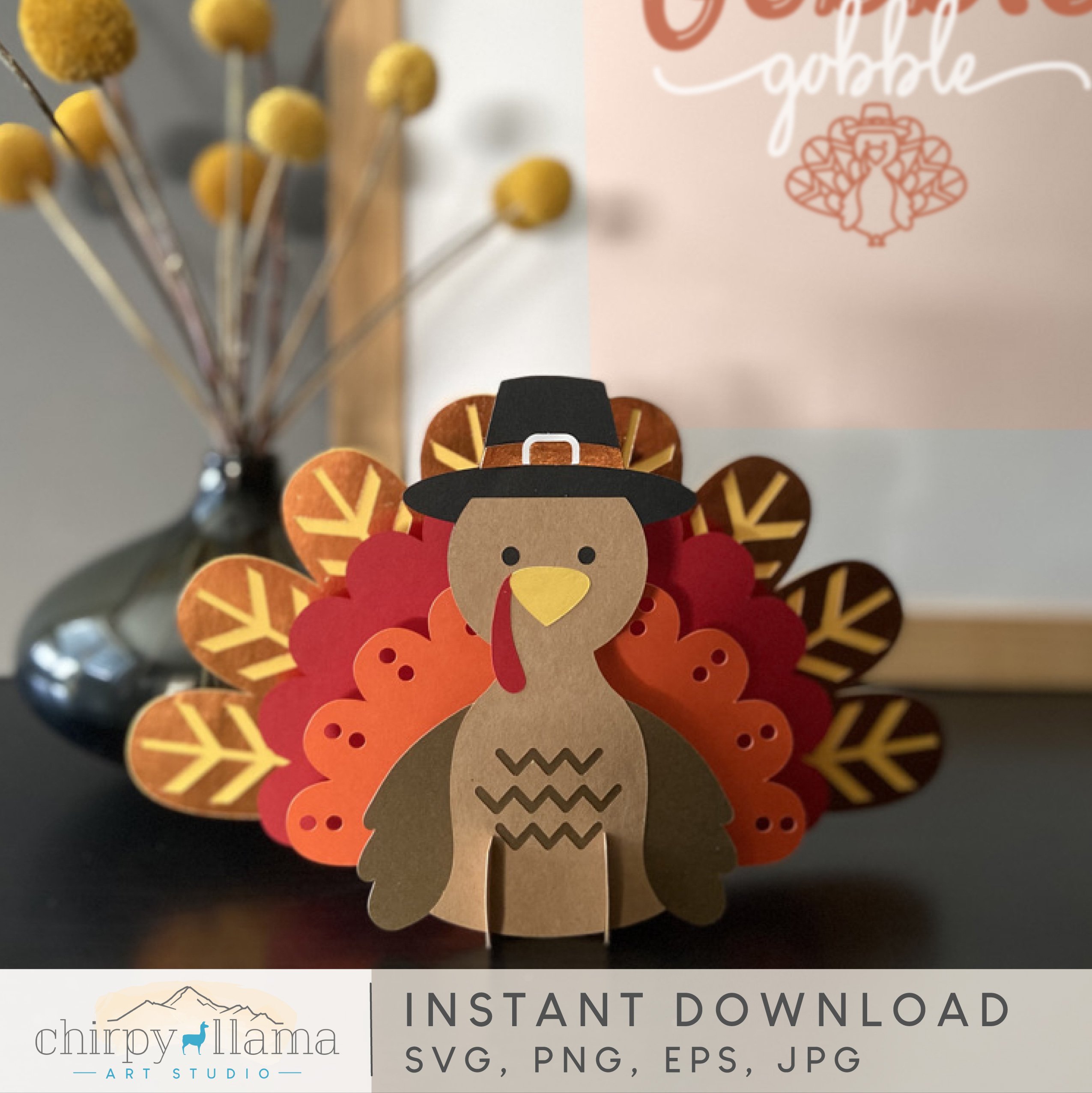 3D Cute Turkey Pop Up-SVG File