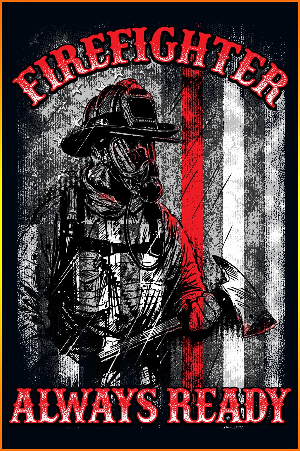 Thin Red Line | firefighter design | firefighter vector