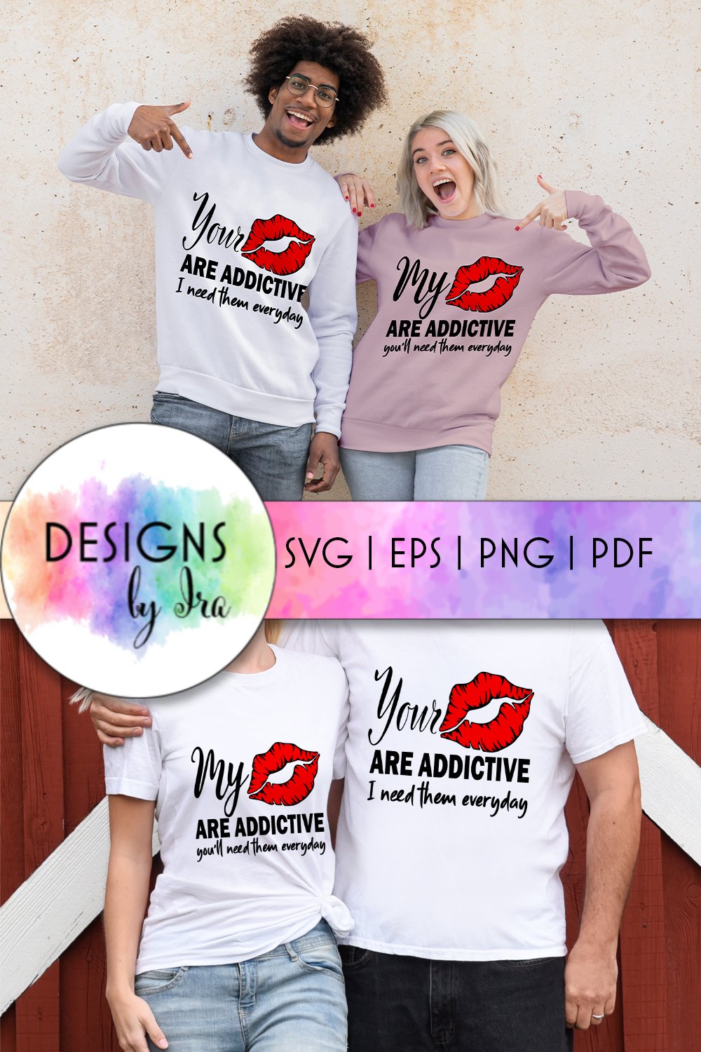 Couples Shirts SVG | Couples SVG | Red Lips Cut File