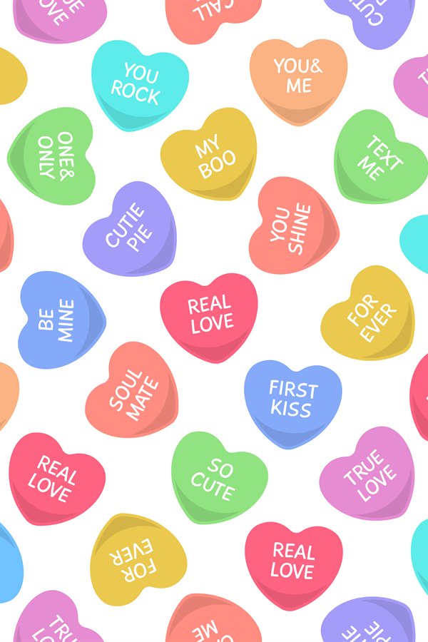 Candy seamless hearts pattern. Colorful heart candies, sweet