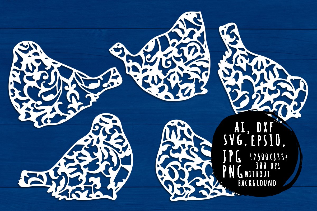 Birds silhouettes for paper cut