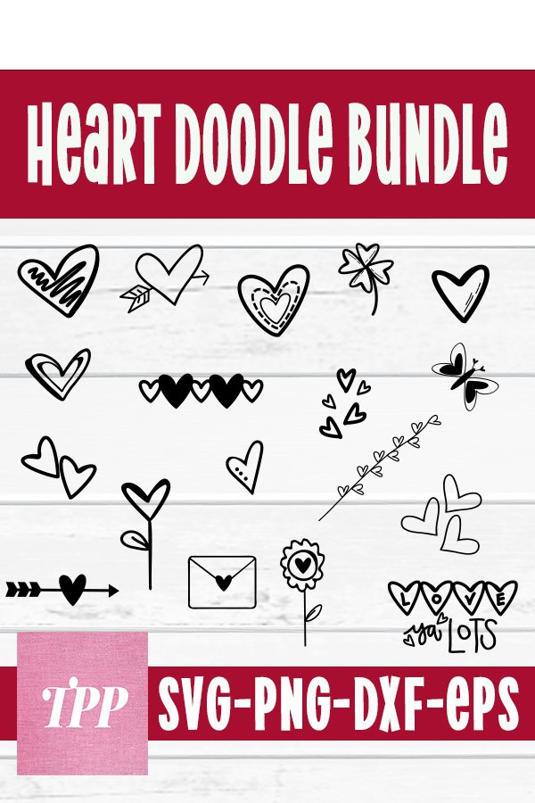 Heart Doodle SVG Bundle, Heart svg, Valentine's Day svg, png