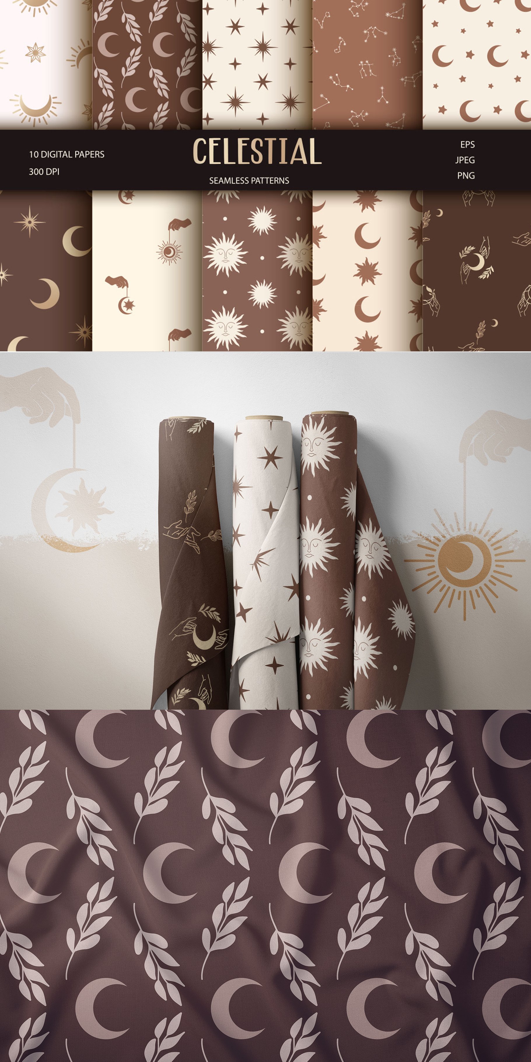 10 x Celestial Digital Papers for Scrapbookers