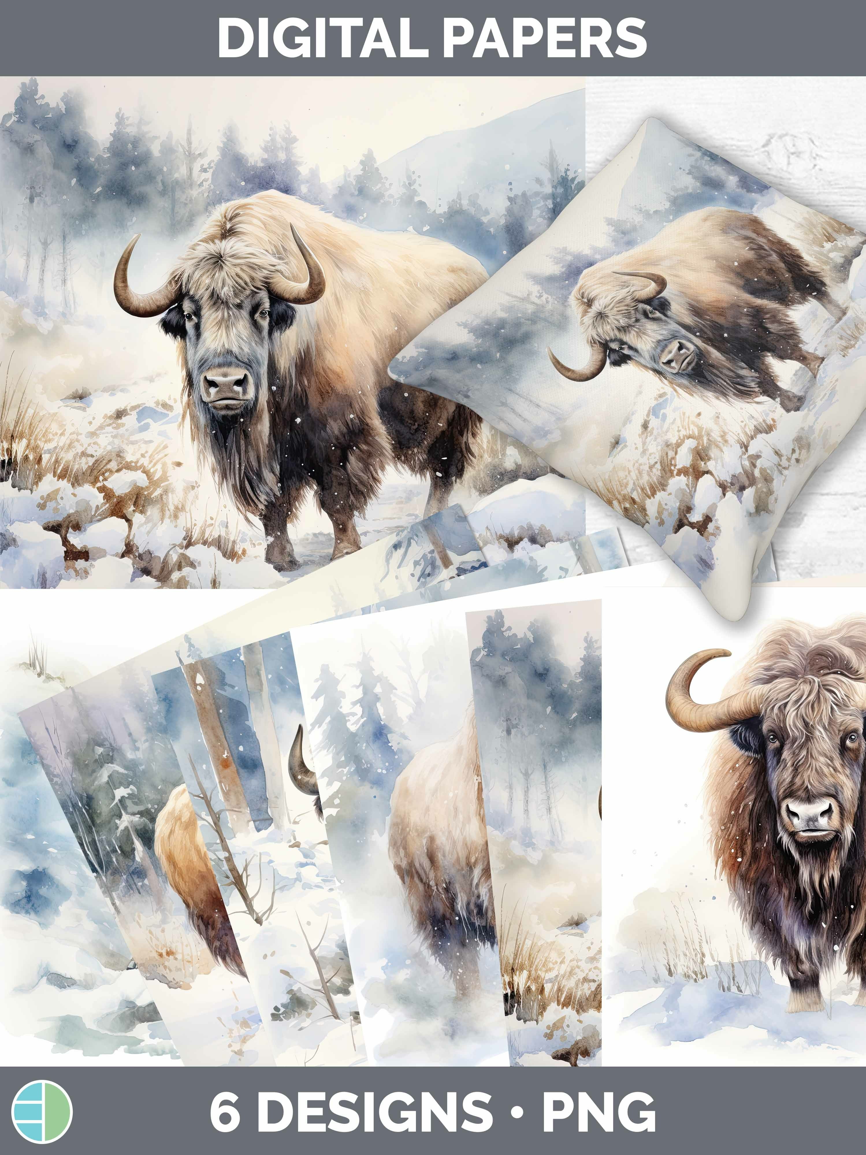 Snow Musk Ox Paper Backgrounds | Bundle Digital Scrapbook Pa