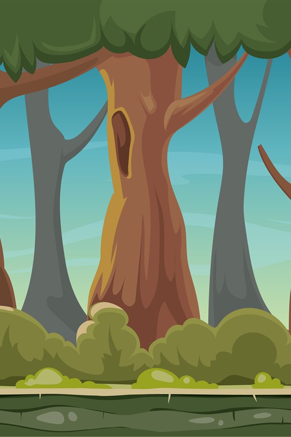 Cartoon seamless forest vector background for smartphone app