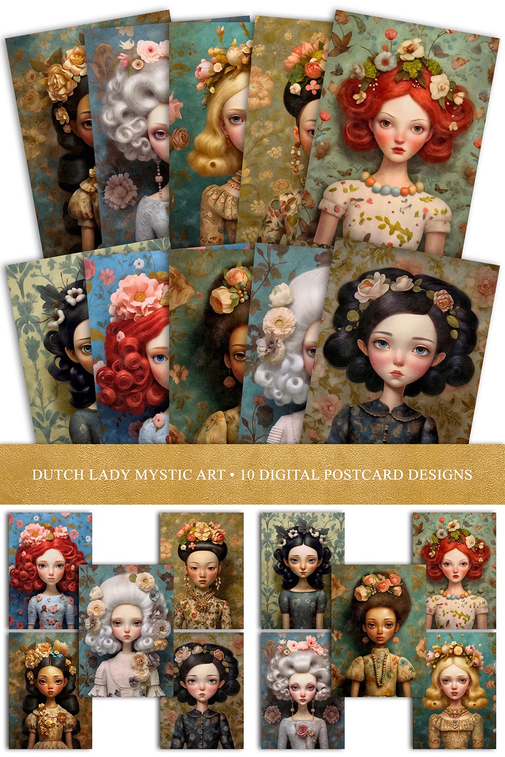 Doll Portraits Postcard and Poster Print Set
