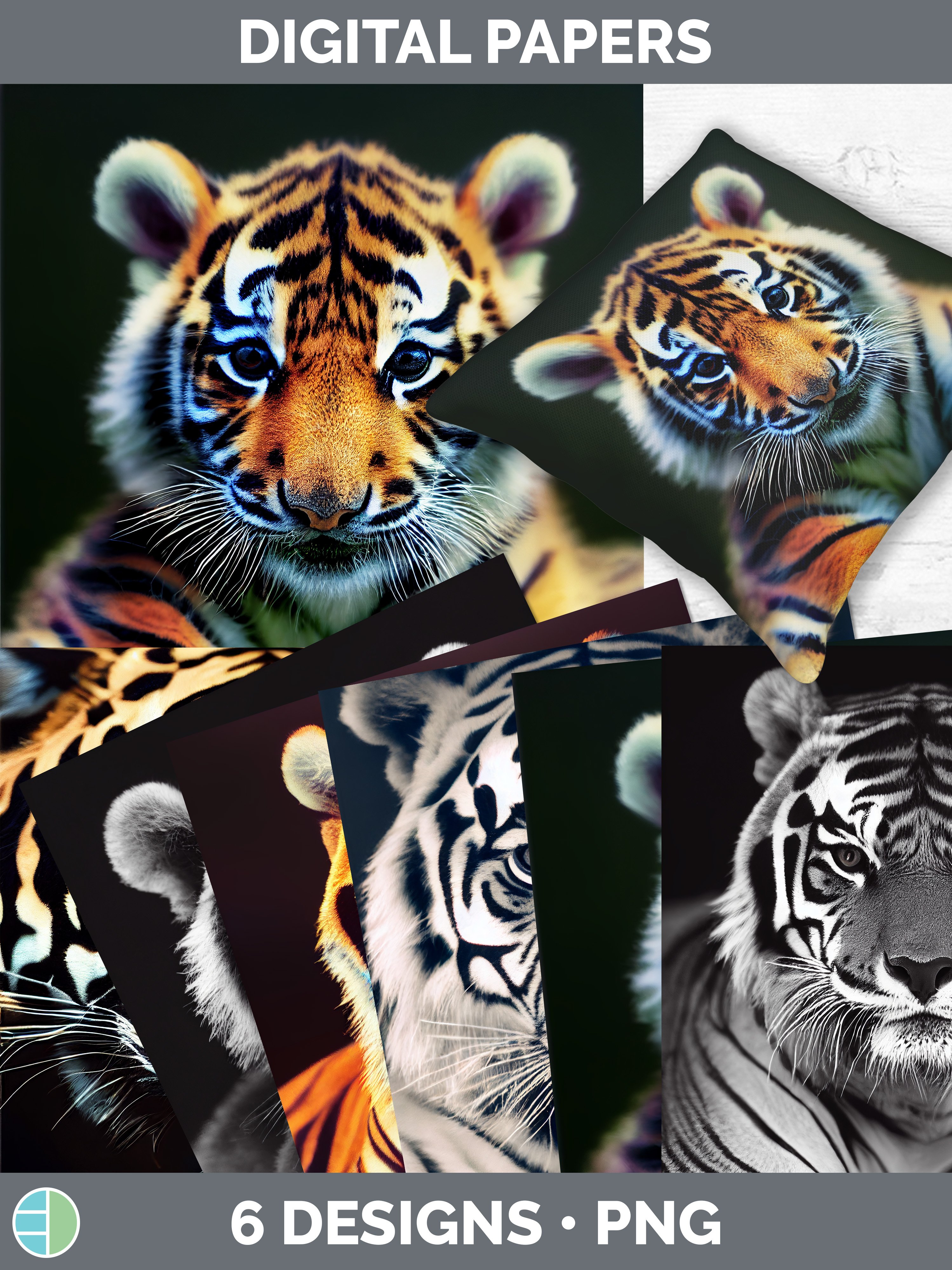 Tiger Backgrounds | Digital Scrapbook Papers