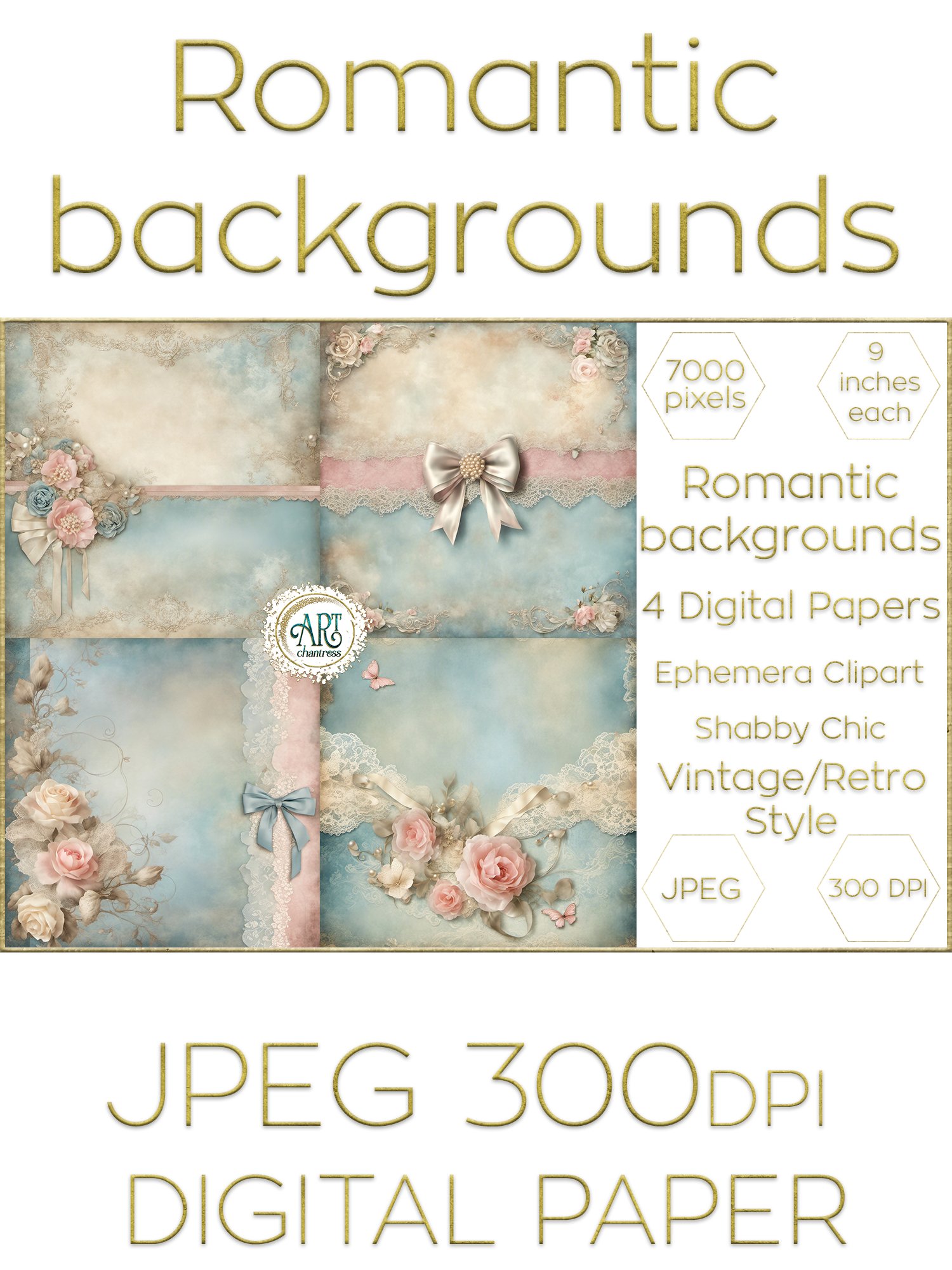 Vintage watercolor digital papers backgrounds soft (2928529)