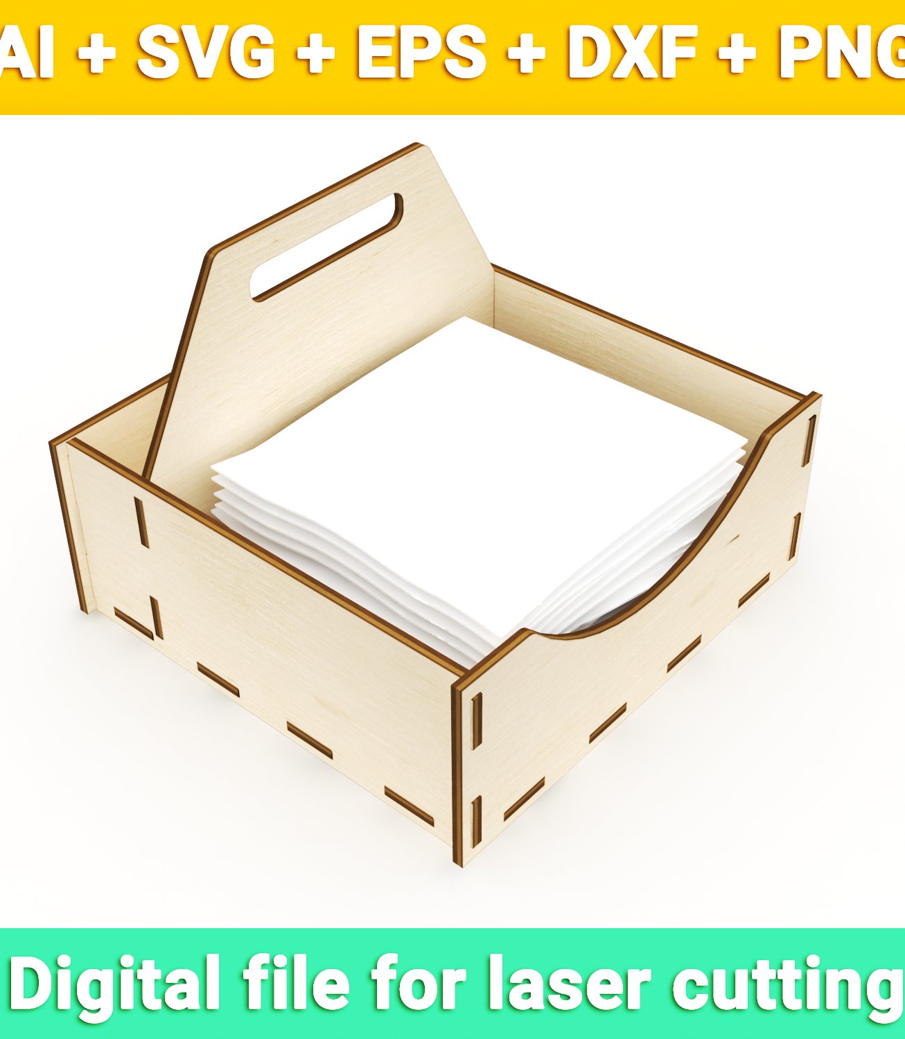 Two-section napkin holder vector for CNC svg vector file