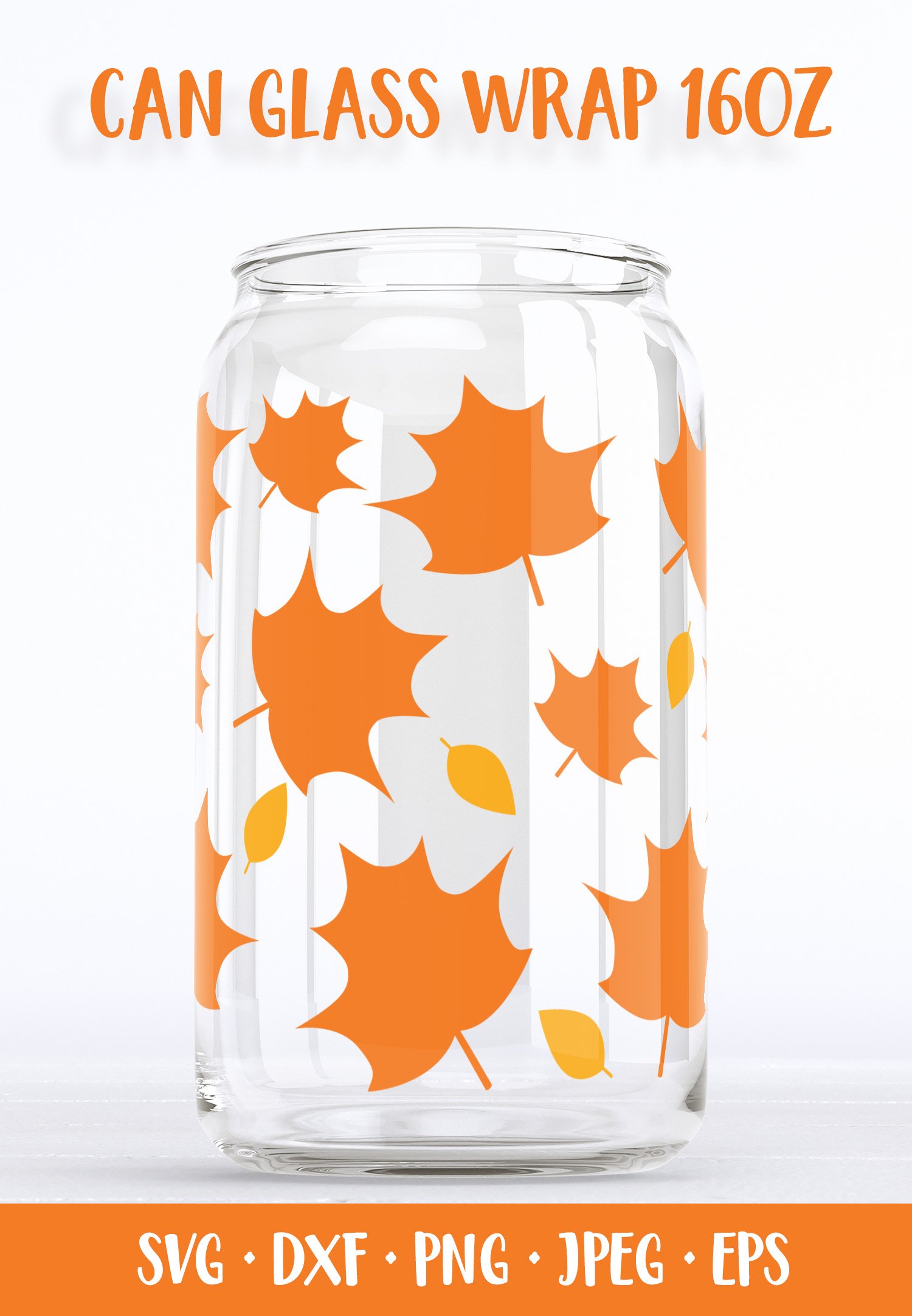Fall Leaves Glass Can Wrap SVG. Autumn Can Glass Design