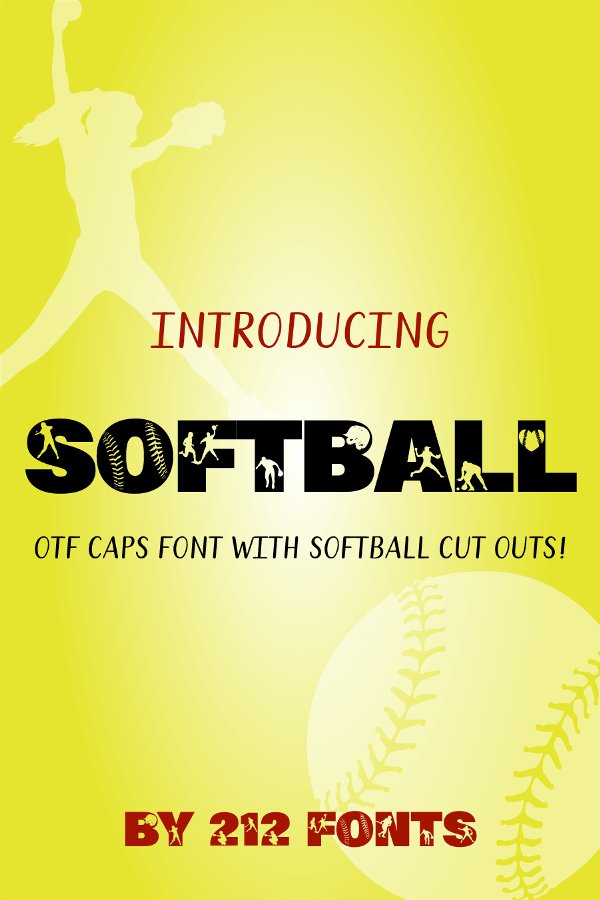 212 Softball Caps Display Font Softball Player Alphabet OTF