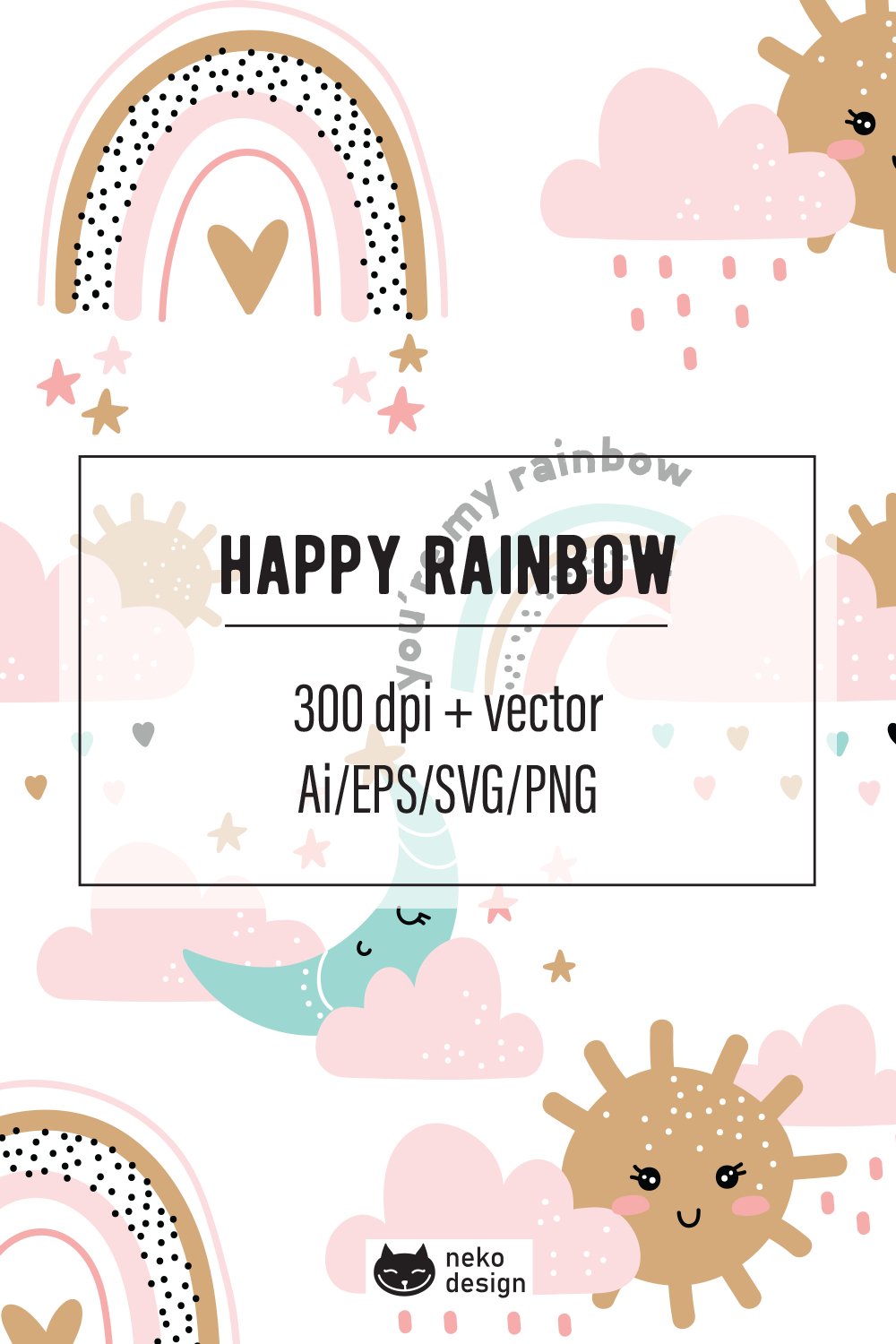 Happy Rainbow Vector Cipart