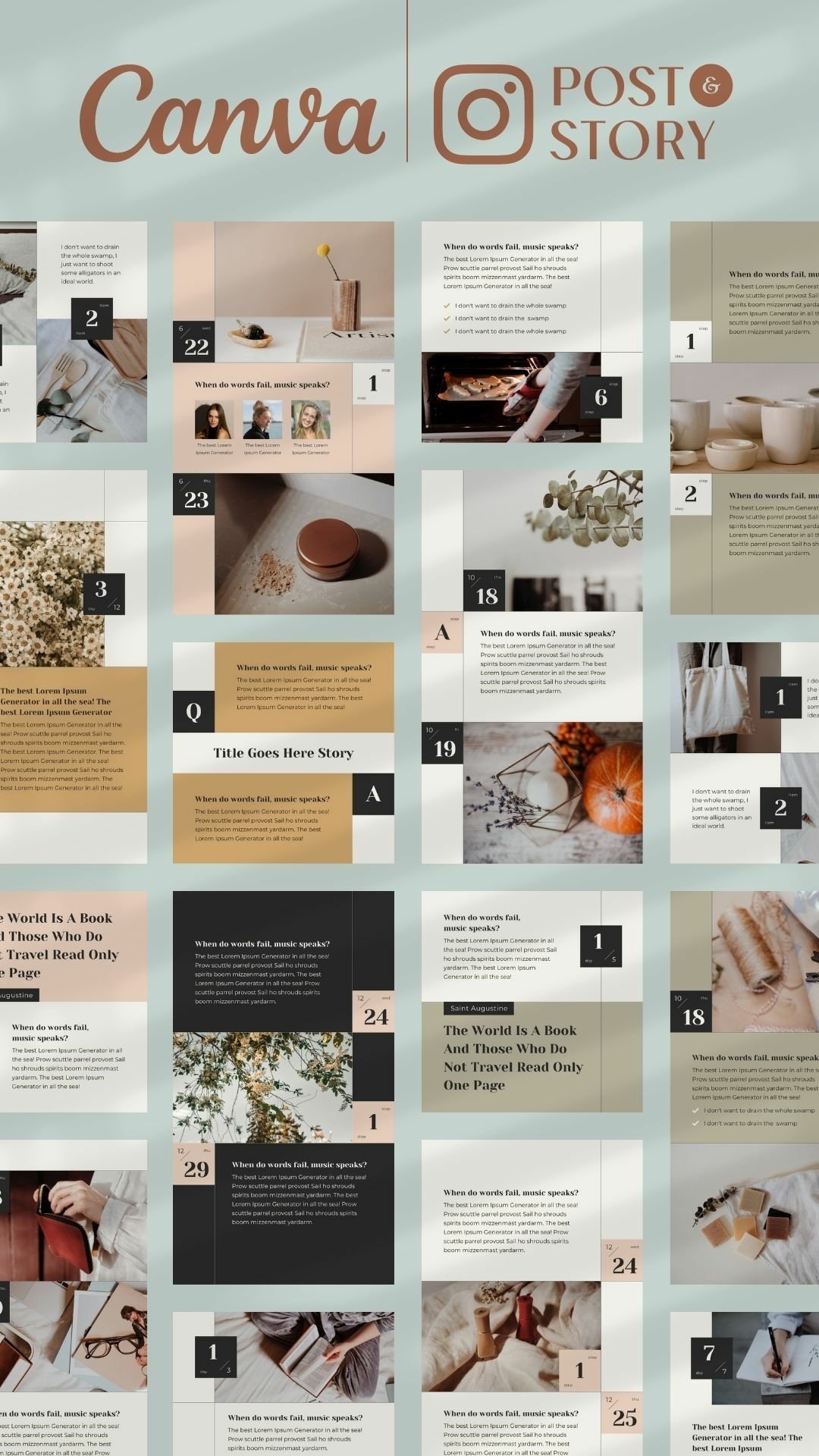 Instagram Template Canva Post Story Calendar Animated Pack