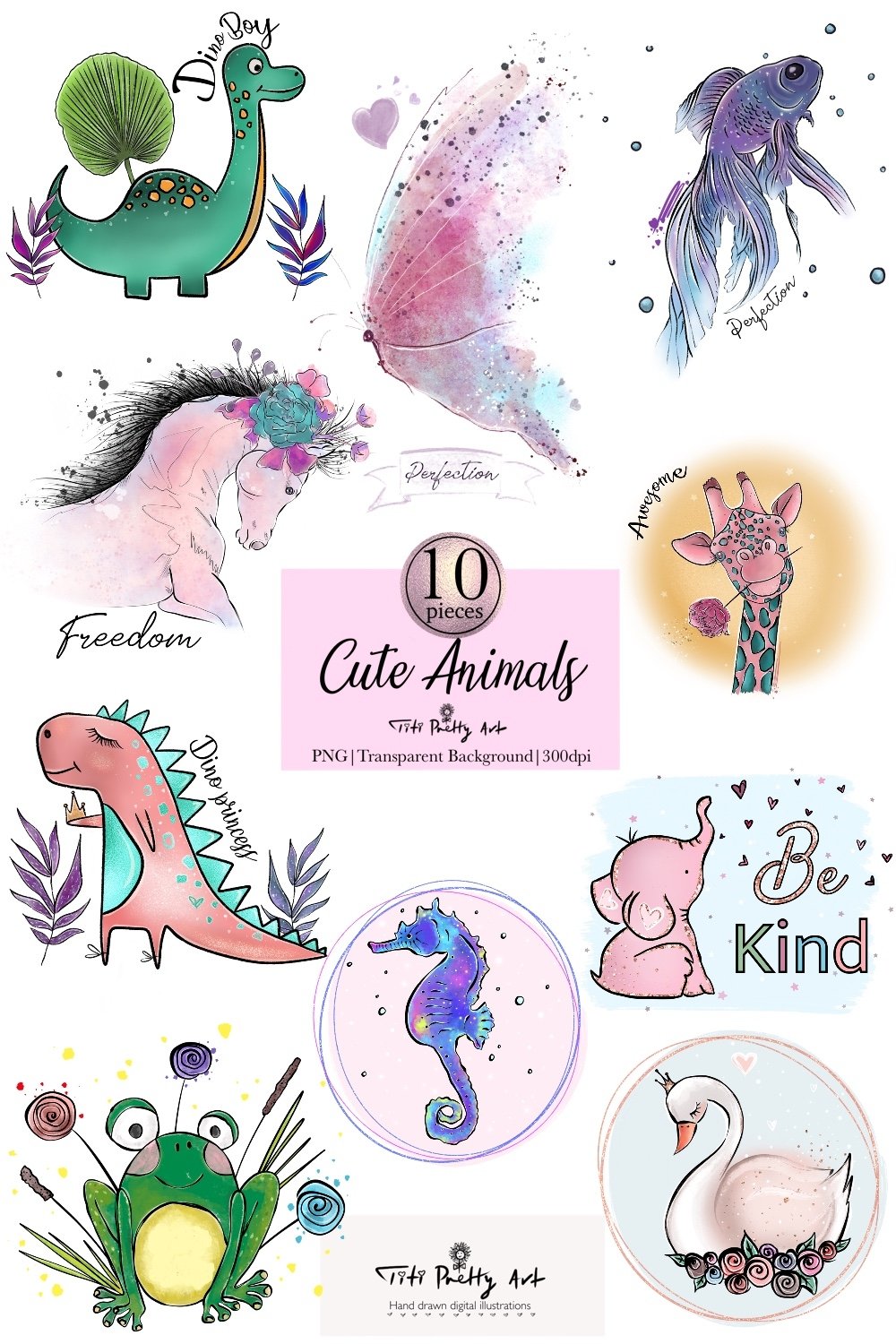 Cute Animals Bundle PNG with transparent background