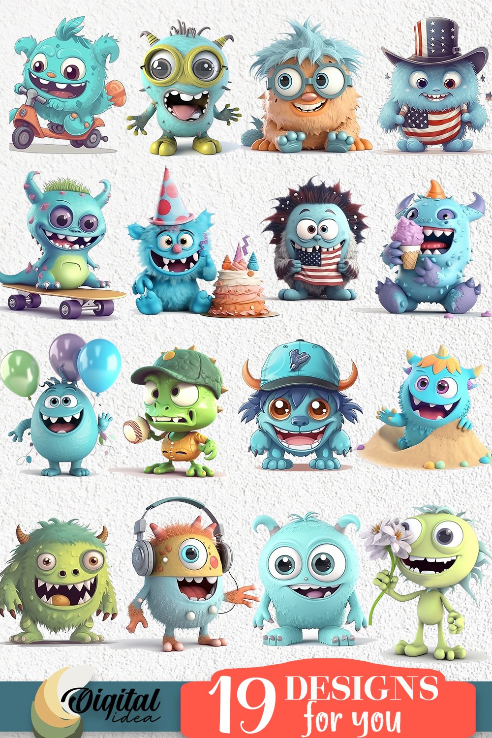 Cute monsters bundle sublimation. Kids sublimation designs
