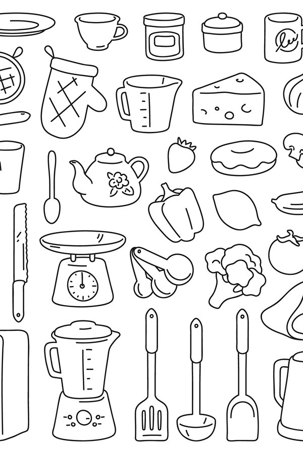 Cooking tools and ingredients. Food prepare, kitchen cookwar