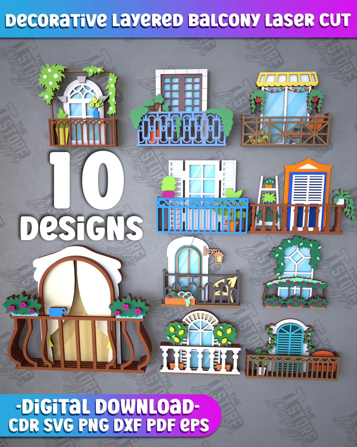 Fairy House Decorative Layered Balconies Laser Cut Bundle