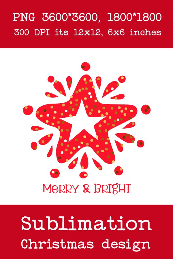 Sublimation Christmas star design. (1098782)