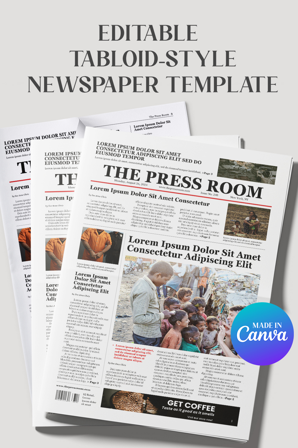 Editable Tabloid-Style Newspaper Template