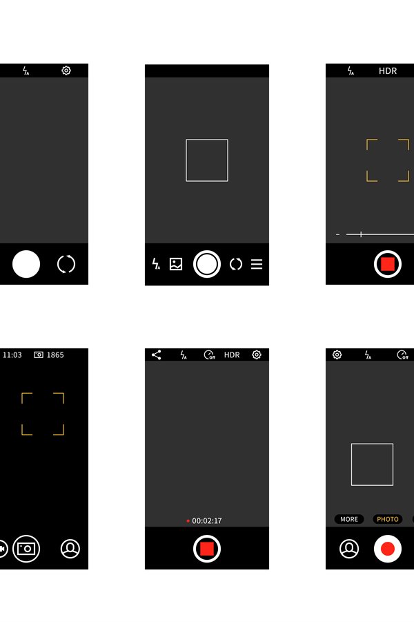 Smartphone camera screen interface. Modern social media mobi