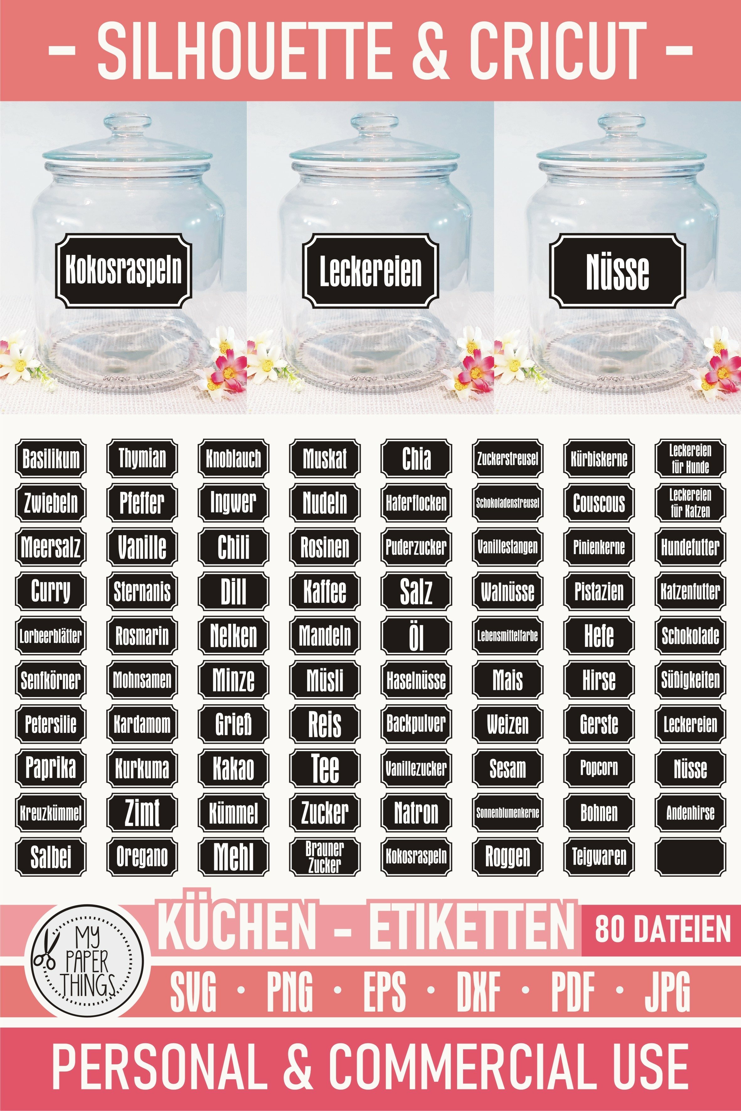 Küchen - Etiketten Plotterdatei SVG, German Kitchen Labels