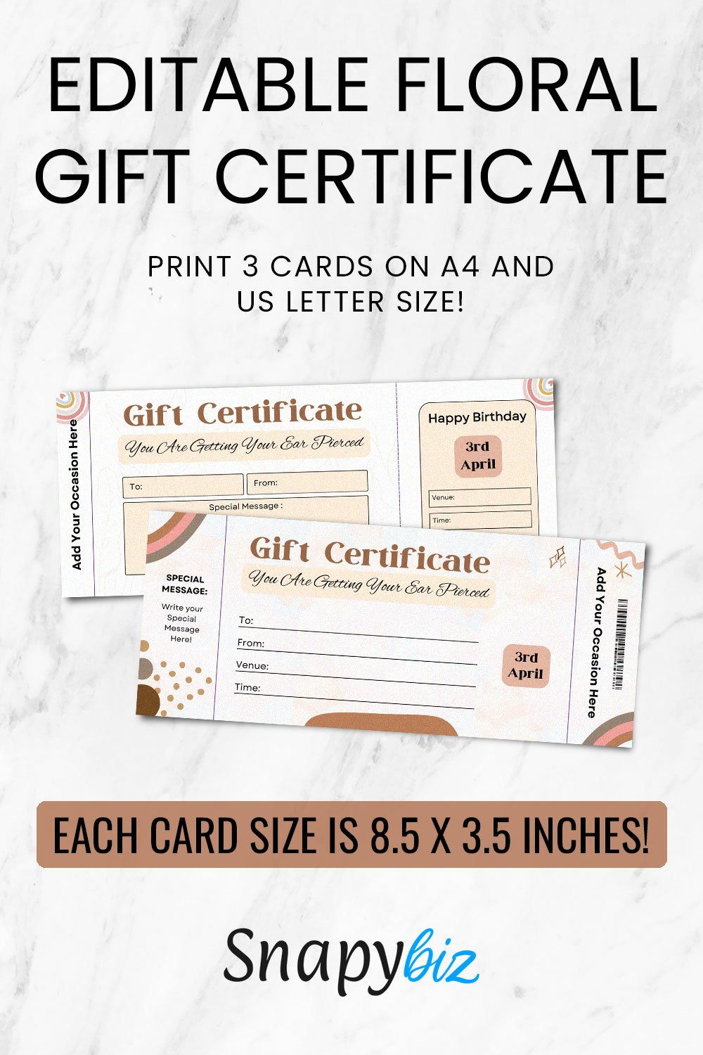 Editable Floral Gift Certificate Template