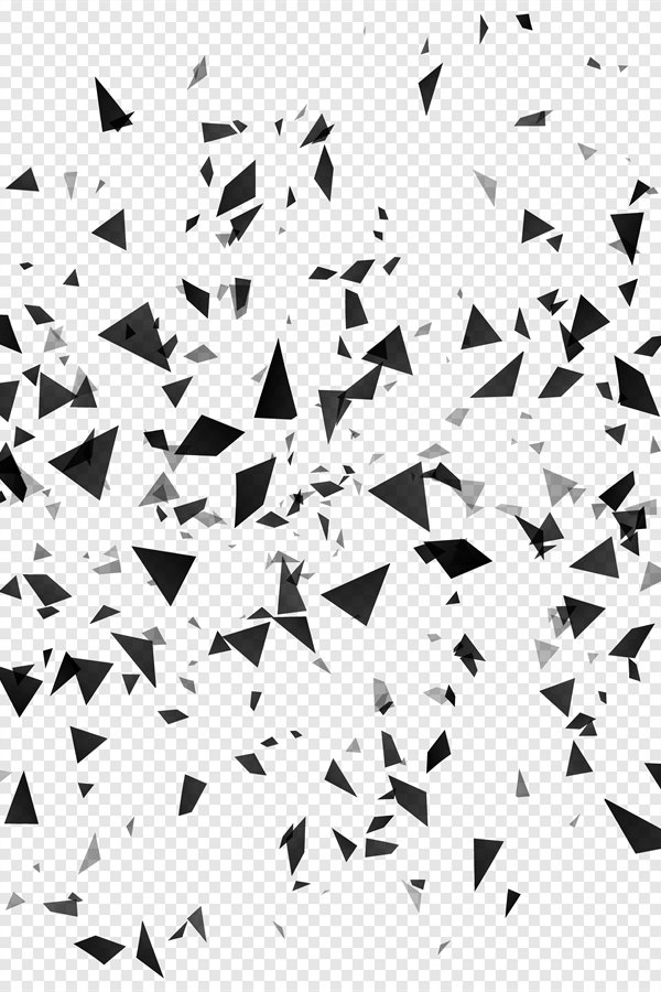 Abstract shatter particles. Random flying dark triangles par