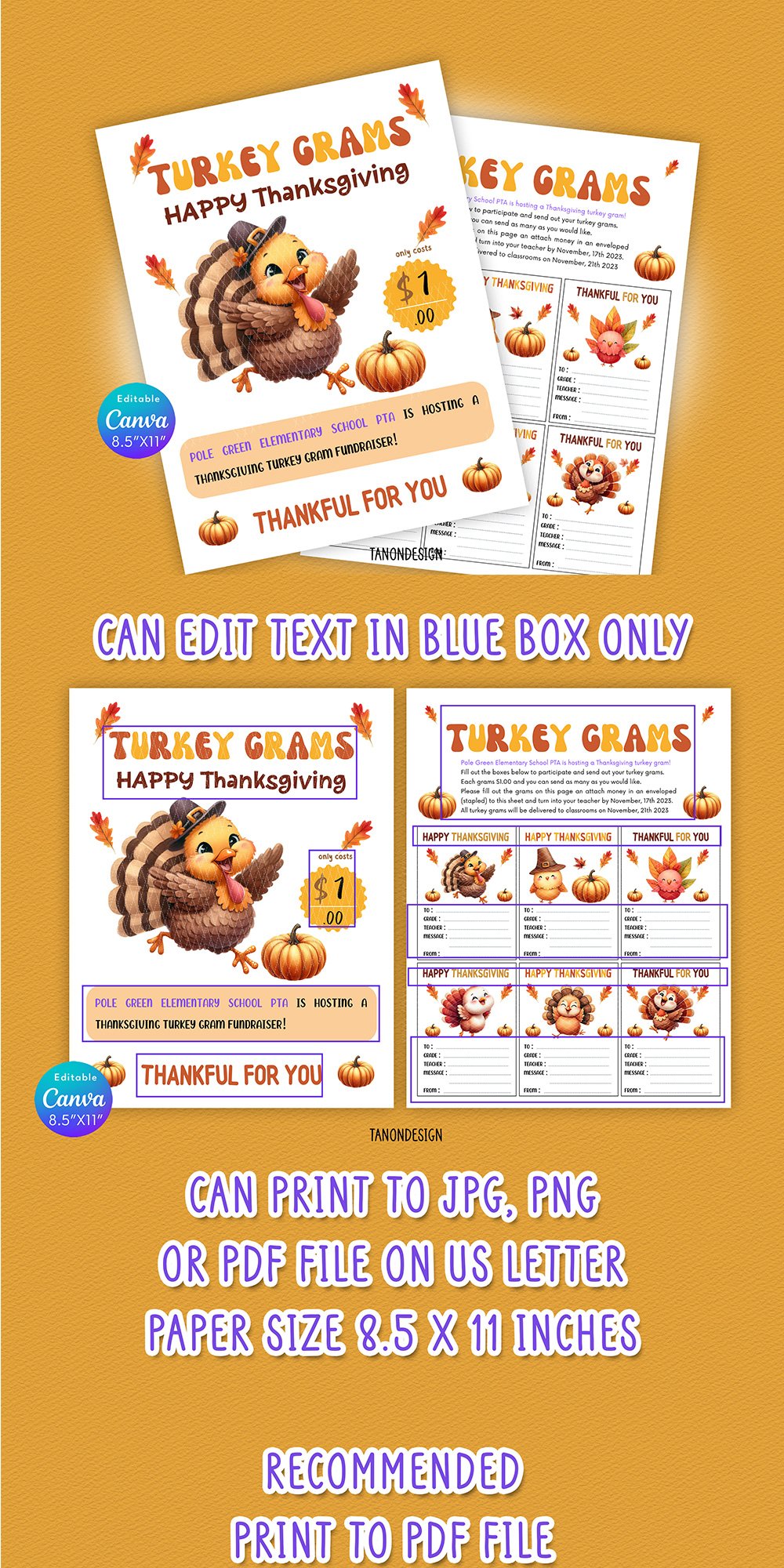 Editable Thanksgiving Turkey Gram Template, Candy (2901533)