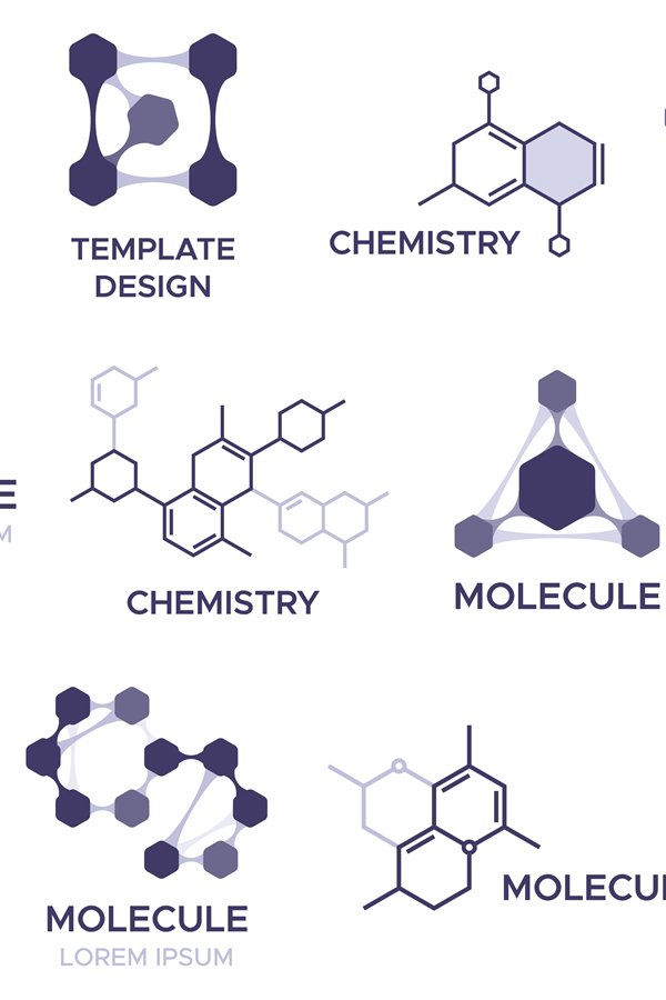 Molecule badge. Bio molecular hexagonal structure, macro mol